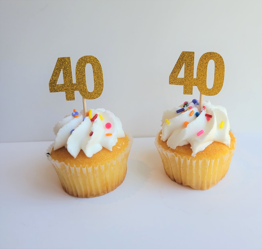 40th Birthday Cupcake Toppers, 40th Birthday Cupcake Topper, 40 Cupcake ...