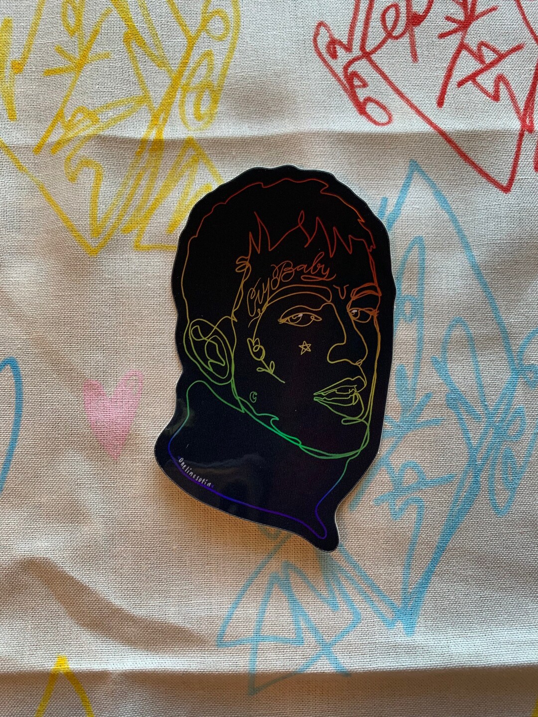 One Line Peep Holographic Sticker - Etsy