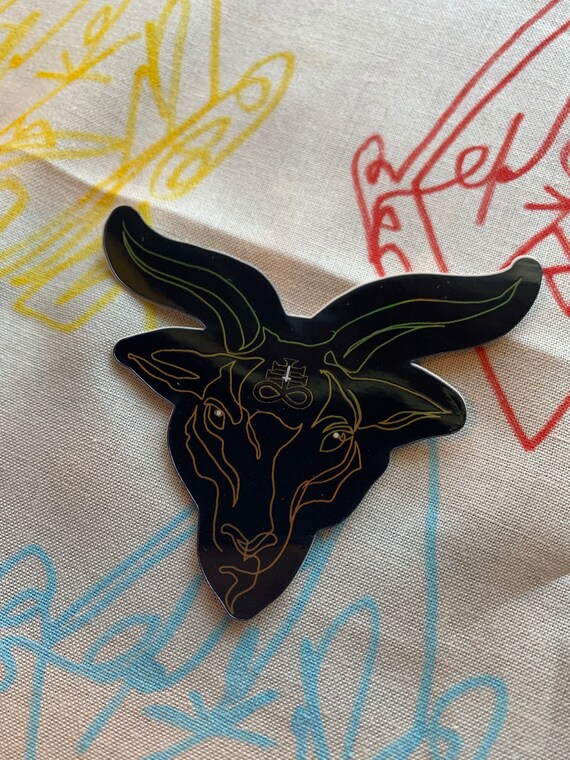 One Line Baphomet Holographic Sticker | Etsy