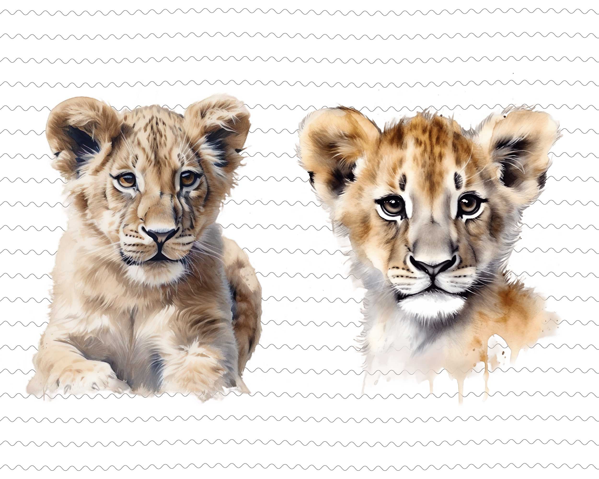 16 Watercolor Baby Lion Clipart Animals Nursery High - Etsy