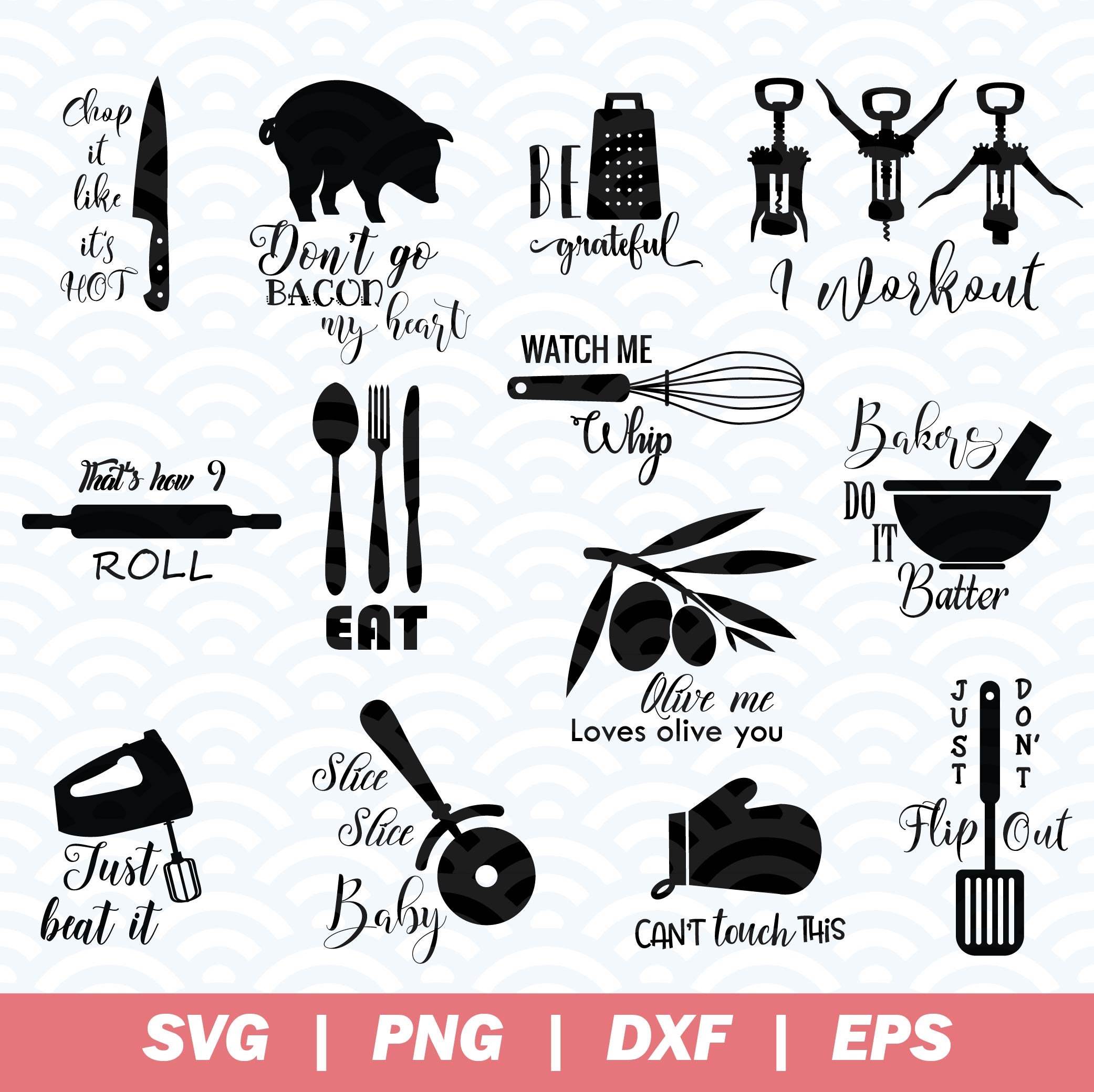 Kitchen Svg Bundle, Kitchen Monogram SVG, Kitchen Svg, Split Kitchen ...