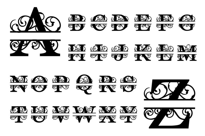 Split Monogram SVG, Split Letter Svg, Split Monogram Letters, Split ...