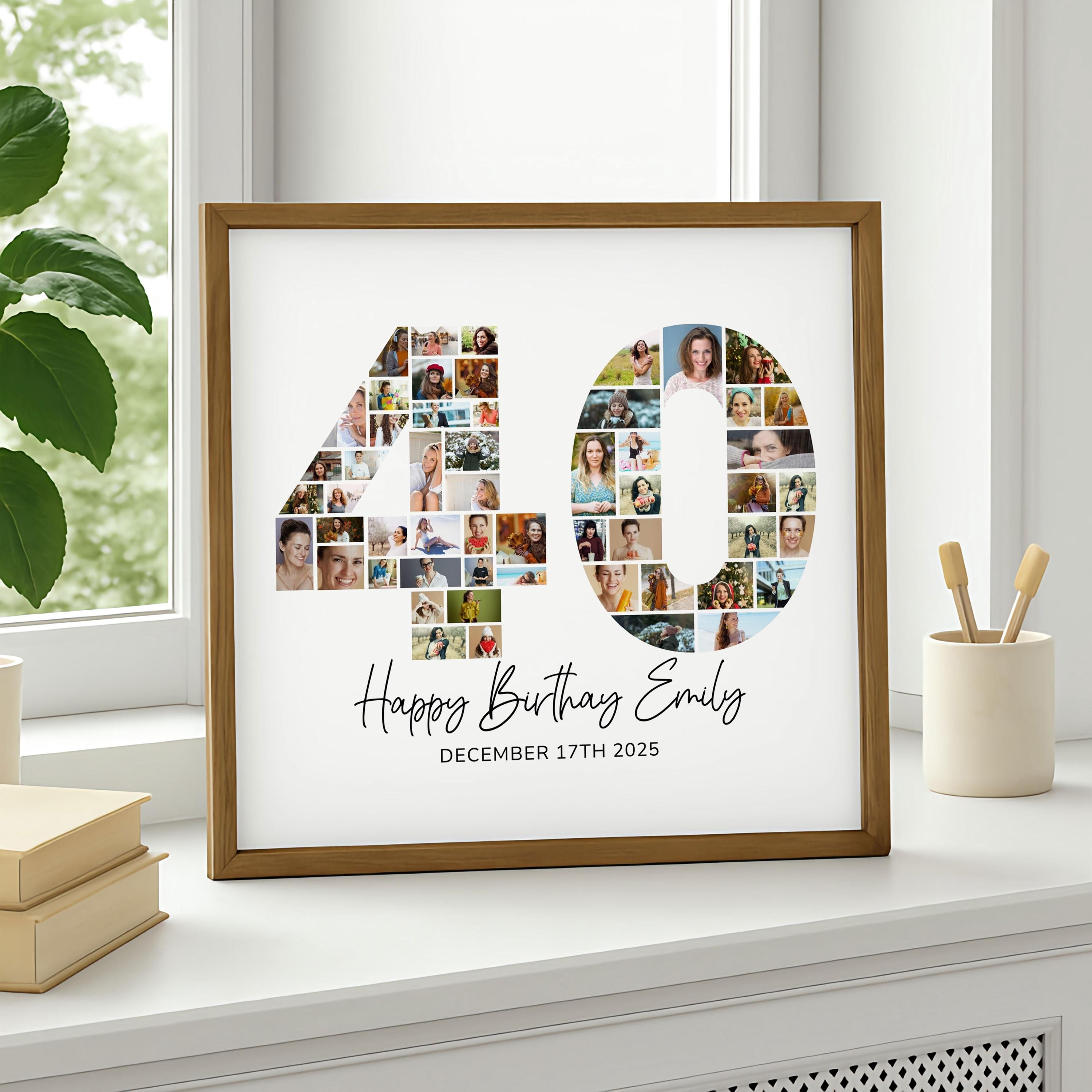 40th Birthday Photo Collage Template, Printable 40th Birthday Gift ...