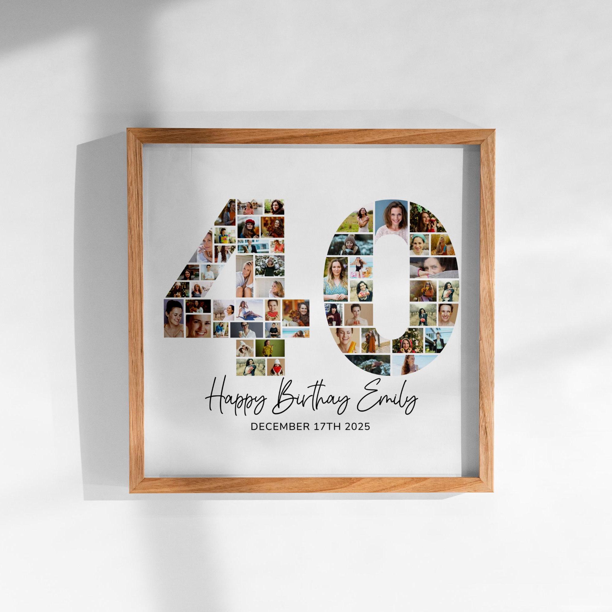 40th Birthday Photo Collage Template, Printable 40th Birthday Gift ...