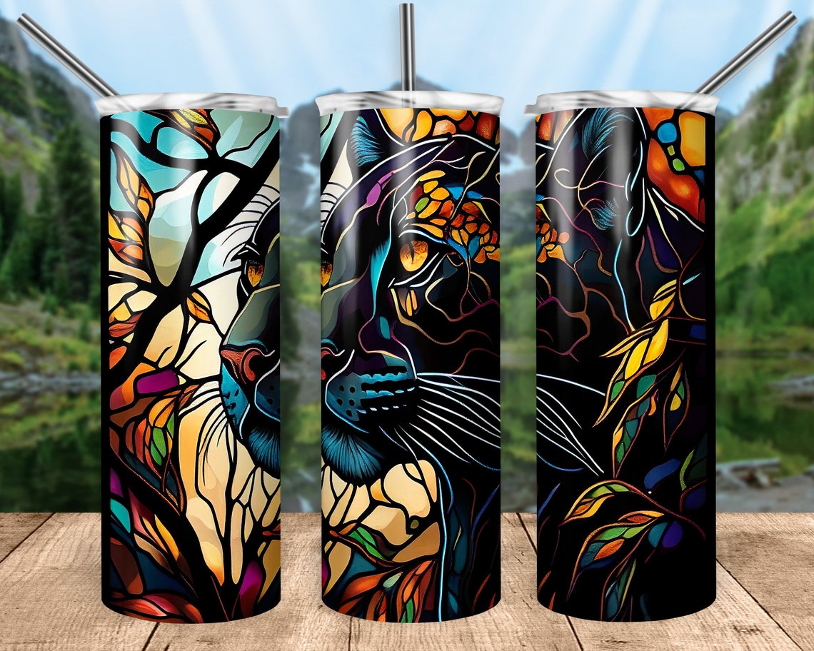 Panther Sublimation Wrap, 20oz Skinny Tumbler, Sublimation Design ...