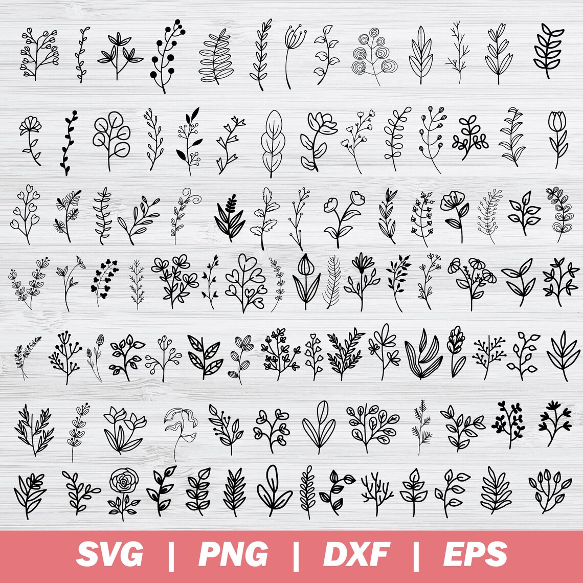 101 Wildflowers SVG Bundle Hand Drawn Wildflowers - Etsy