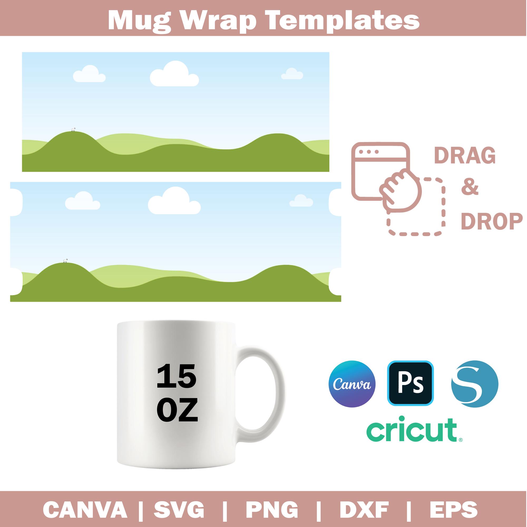Full Wrap Mug Templates, 11oz, 12oz, 15oz Canva Mug Templates ...