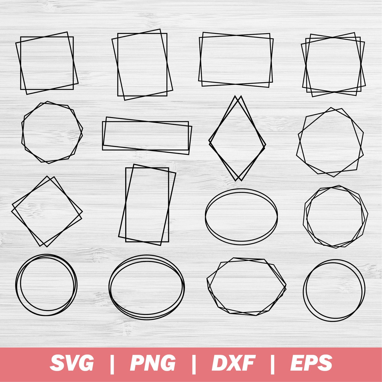 Geometric Frames SVG Bundle, Geometric Pattern Svg, Shape Frames Svg ...