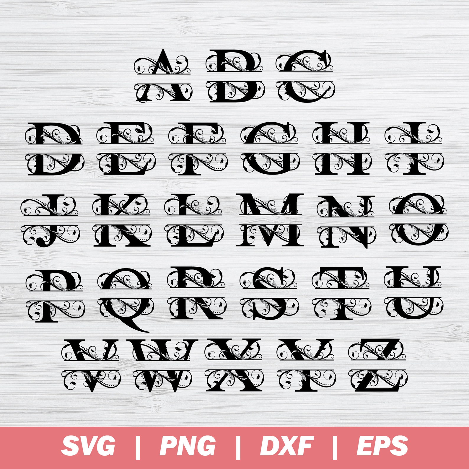 Split Monogram SVG, Split Letters Svg, Split Monogram Letters, Svg ...