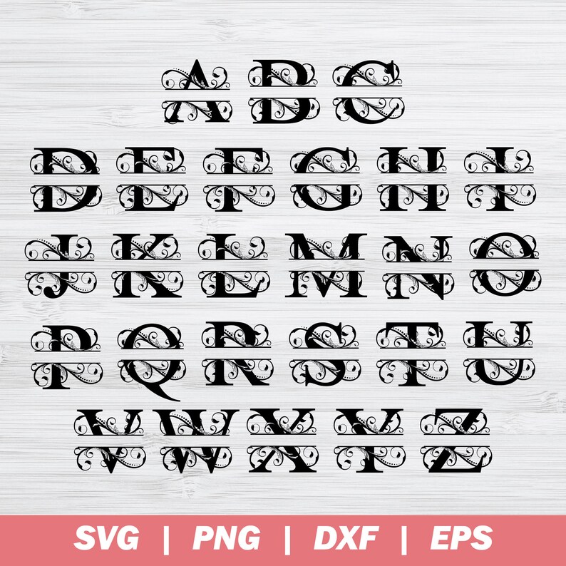 Split Monogram SVG Split Letters Svg Split Monogram Letters | Etsy