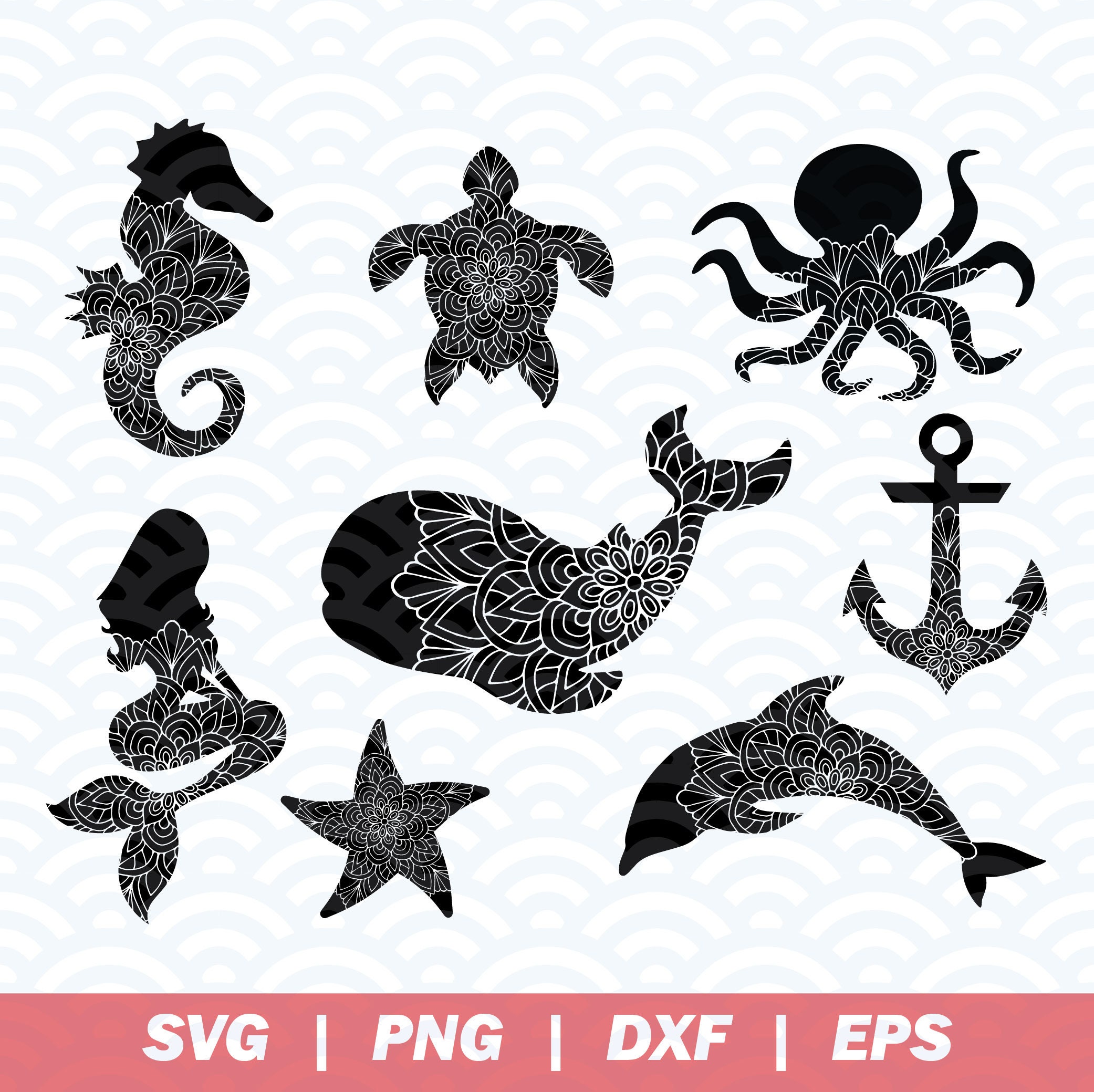 Sea Animals SVG Bundle Ocean Animals Svg Mermaid Svg Anchor | Etsy