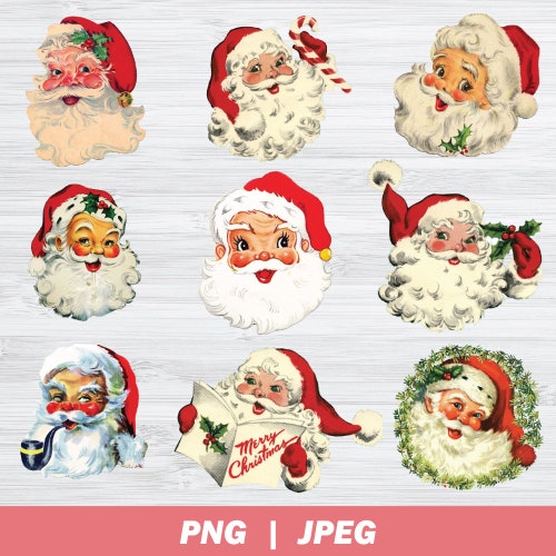 Retro Santa Claus Clipart Clip Art Retro Christmas Xmas - Etsy