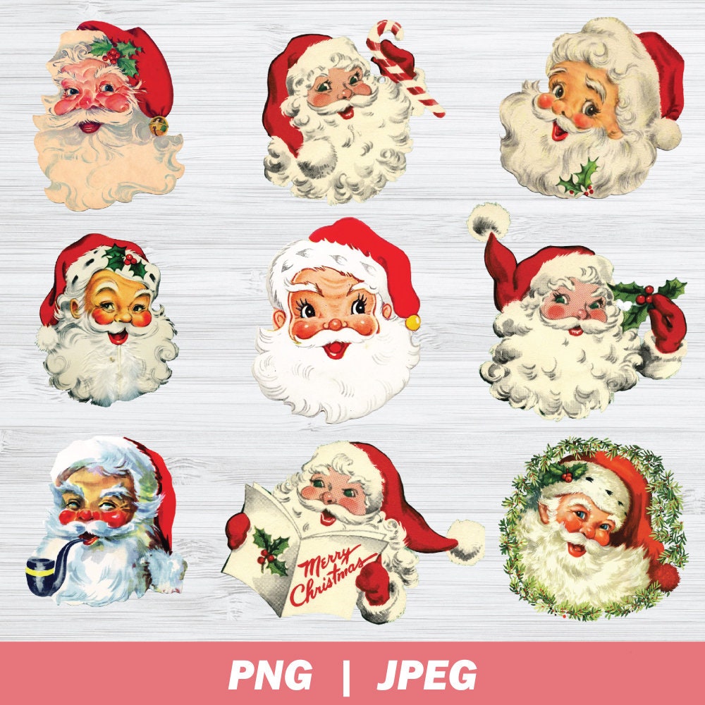 Vintage Santa PNG Santa Claus Clipart Christmas Clip Art - Etsy
