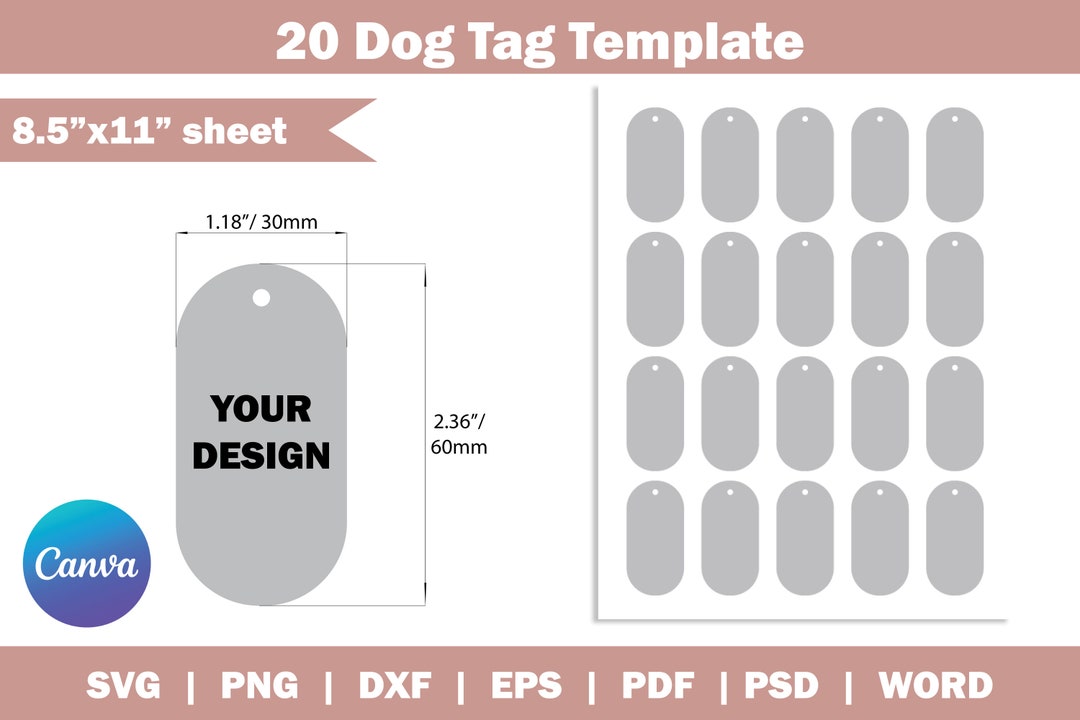 Dog Tag Template SVG, Dog Tag Template Cricut, Svg, Eps, Dxf, Pdf, Ms ...