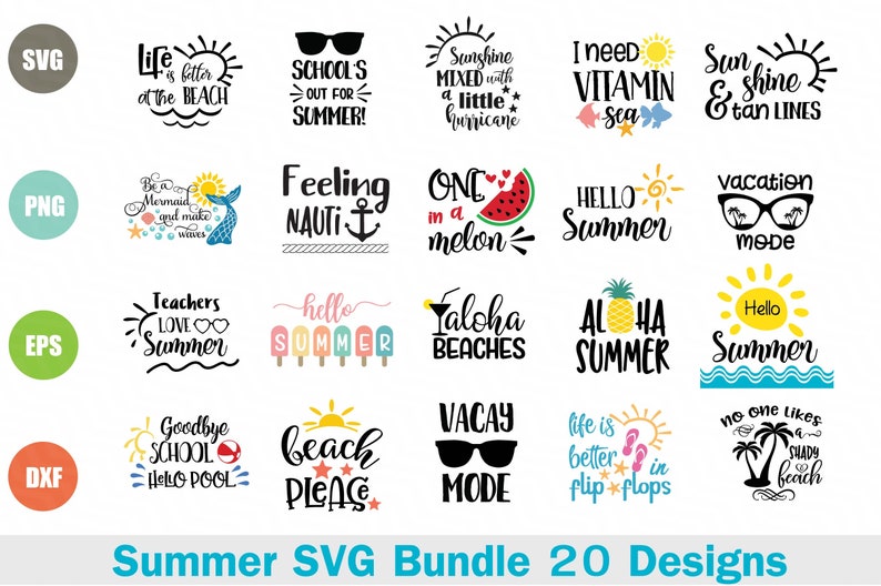 Summer Bundle 20 Designs SVG, Watermelon Svg, Melon Svg, Summer Svg ...