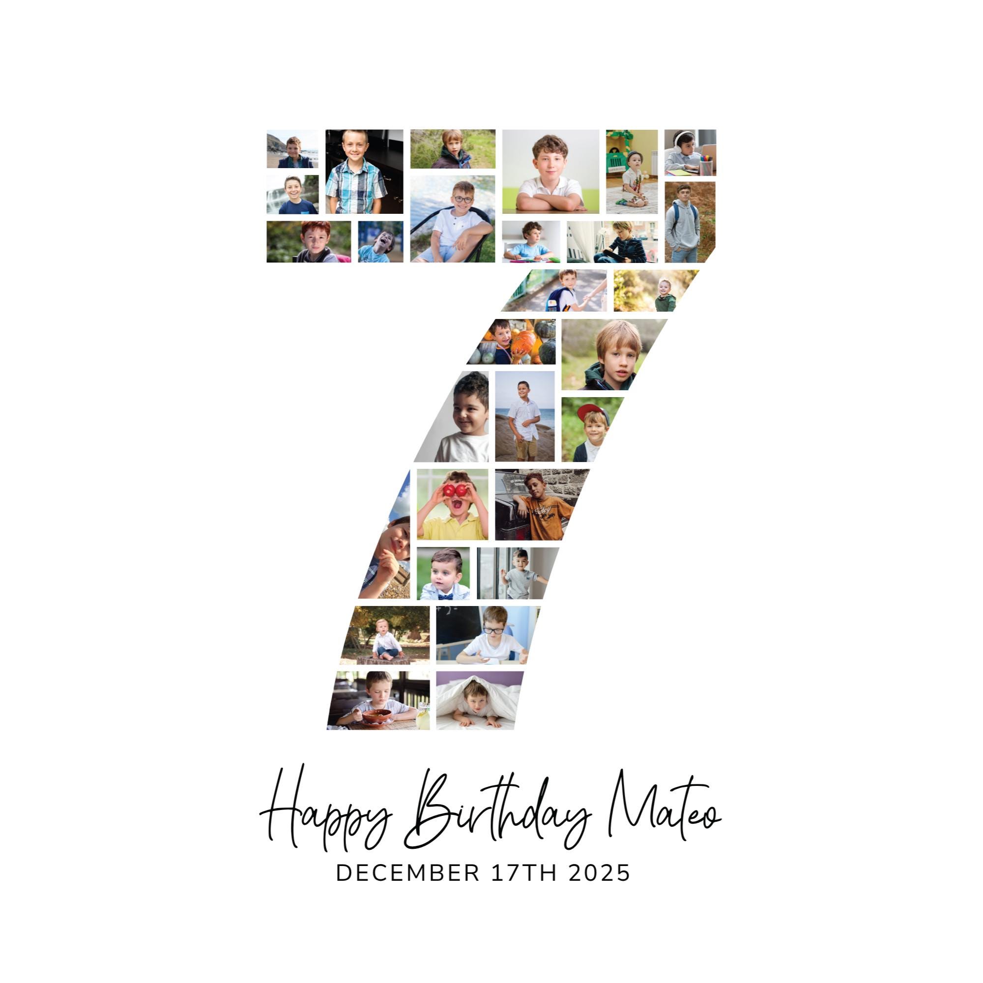 7th Birthday Photo Collage Template, Number Photo Collage, Number 7 ...