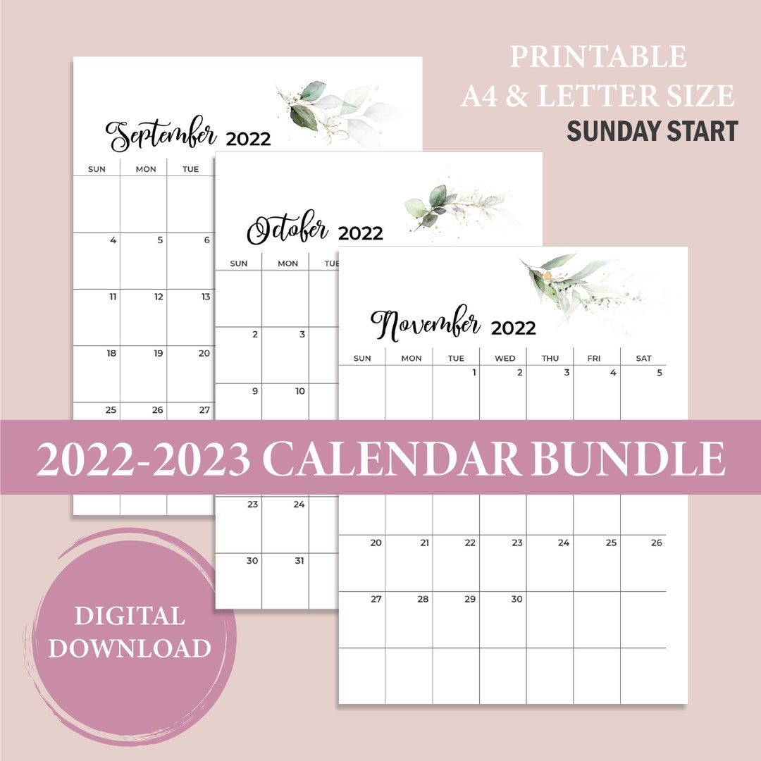 2022, 2023, Calendar, Printable Calendar, Portrait Monthly Calendars ...
