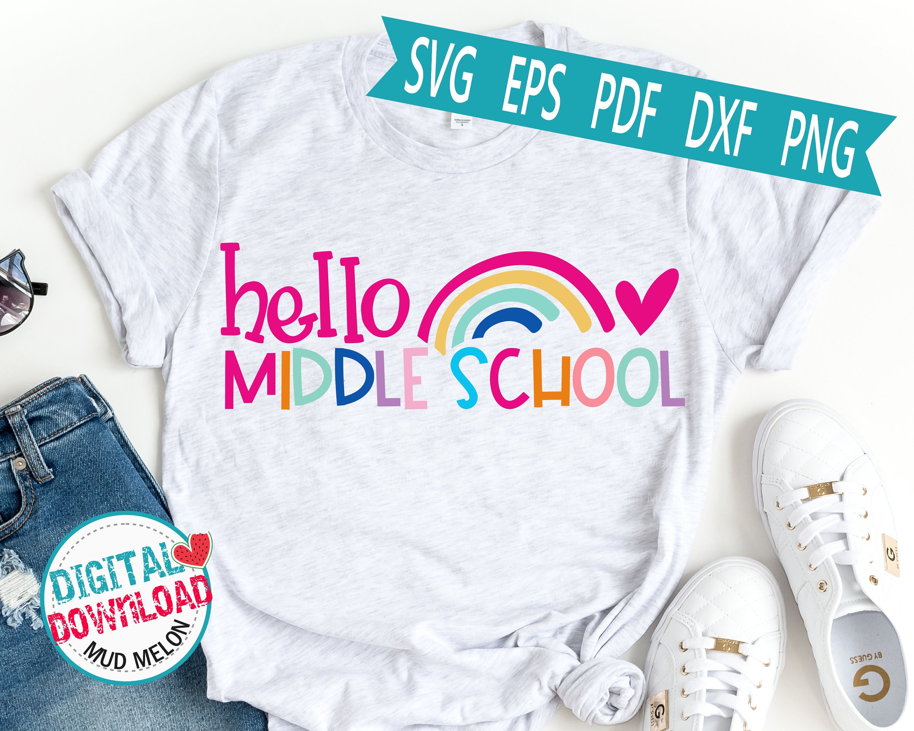 Hello Middle School SVG Cut File. Back to School Shirt Design. - Etsy