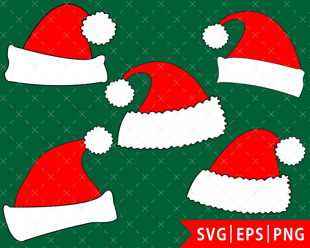 Santa Hat Svg Eps Dxf Png Cut File. Santa Hat Clipart - Mud Melon - Etsy