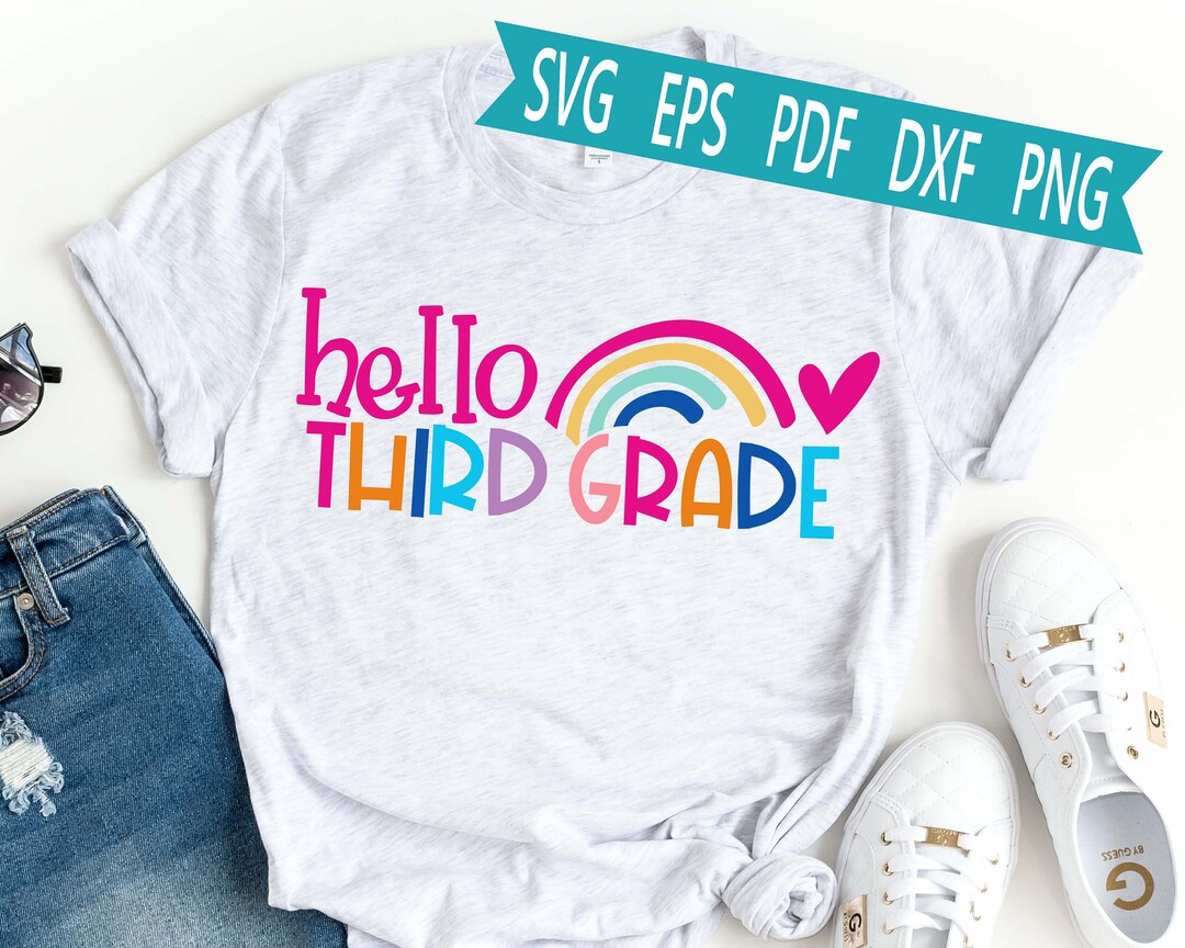 Hello Third Grade SVG Cut File. Back to School Teacher Svg. - Etsy