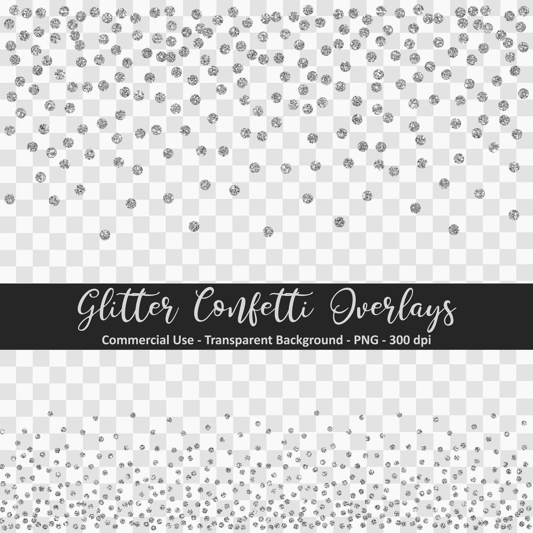 Silver Glitter Confetti PNG Clipart Set - Perfect for Adding a Touch of ...