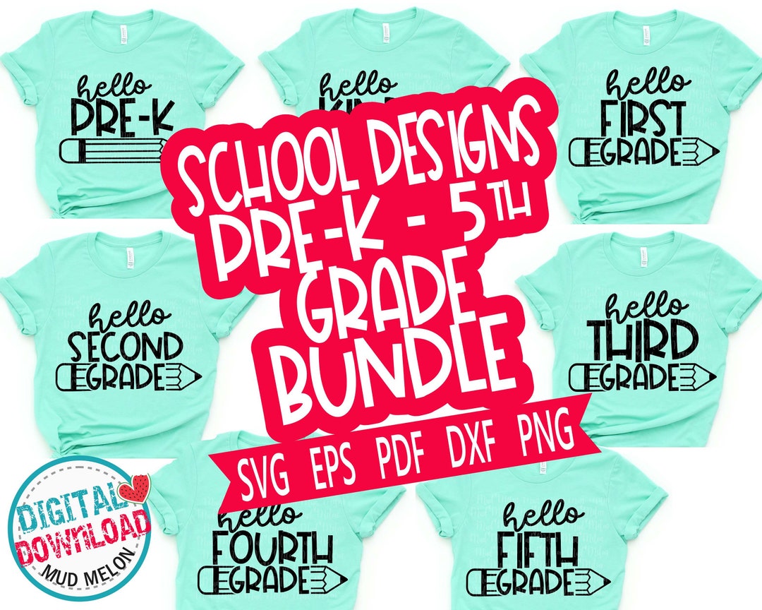 Back to School Pre-k-fifth Grade SVG Bundle. First Day of School Bundle ...
