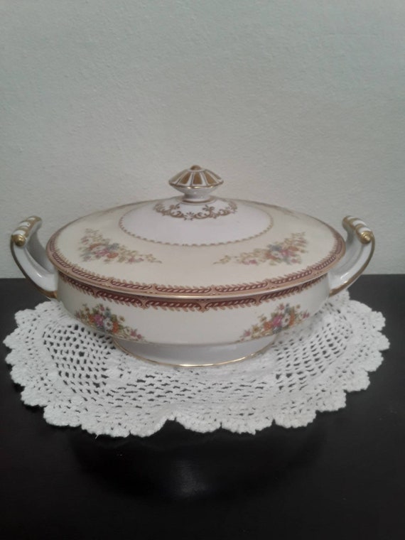 Vintage Set Rose China Japan Two Piece Covered Vegetable Bowl | Etsy