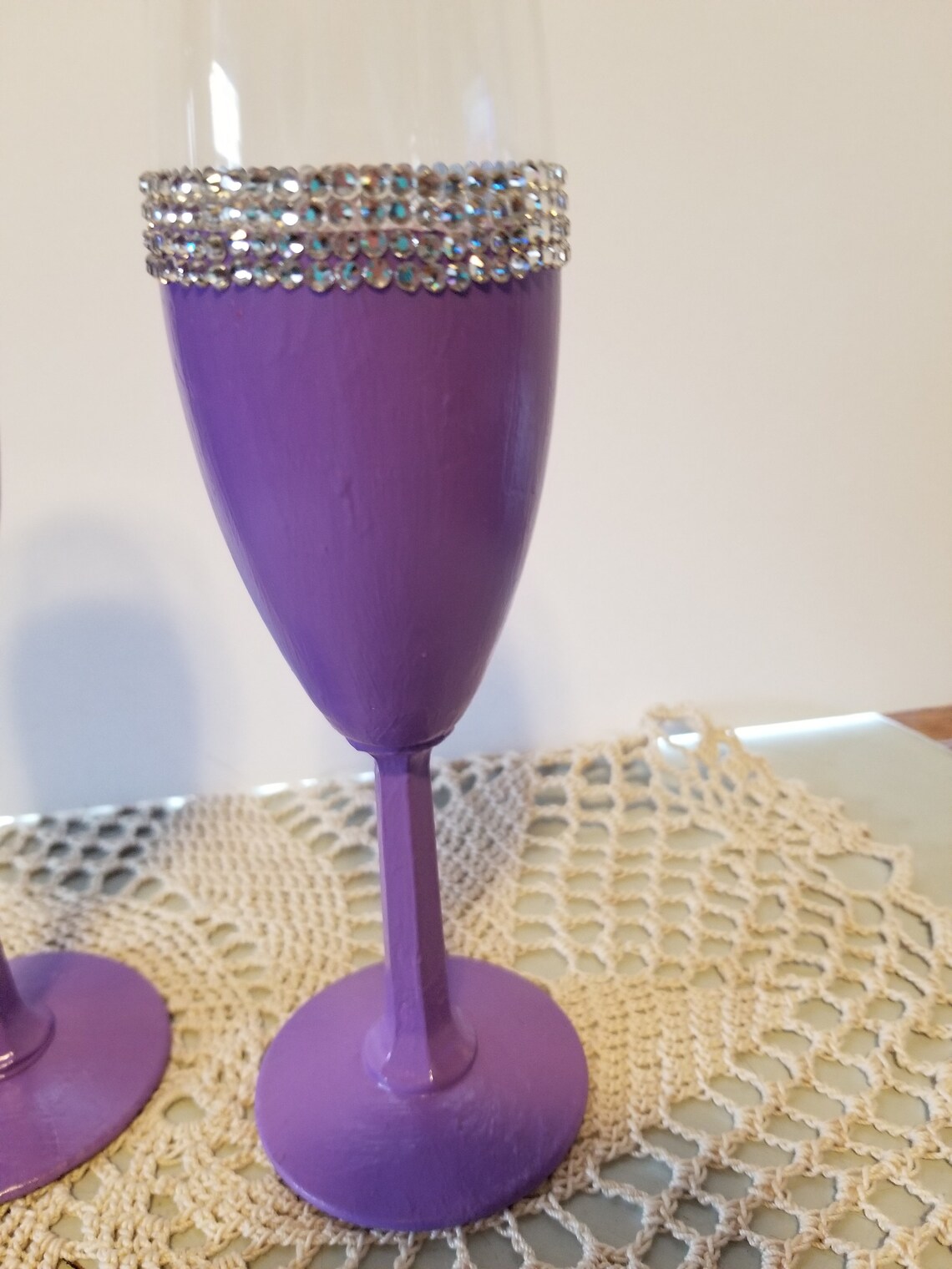 Wedding First Toast Wine Glasses in Purple - Etsy