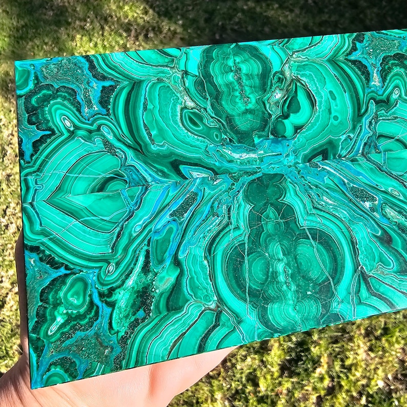 Handcrafted Chrysocolla-malachite Jewelry Box – Russian Gemstone Decor ...