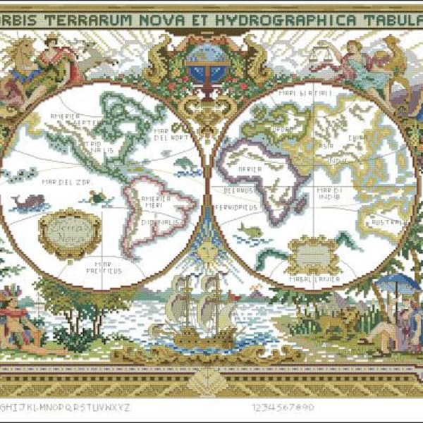 Cross Stitch World Map - Etsy