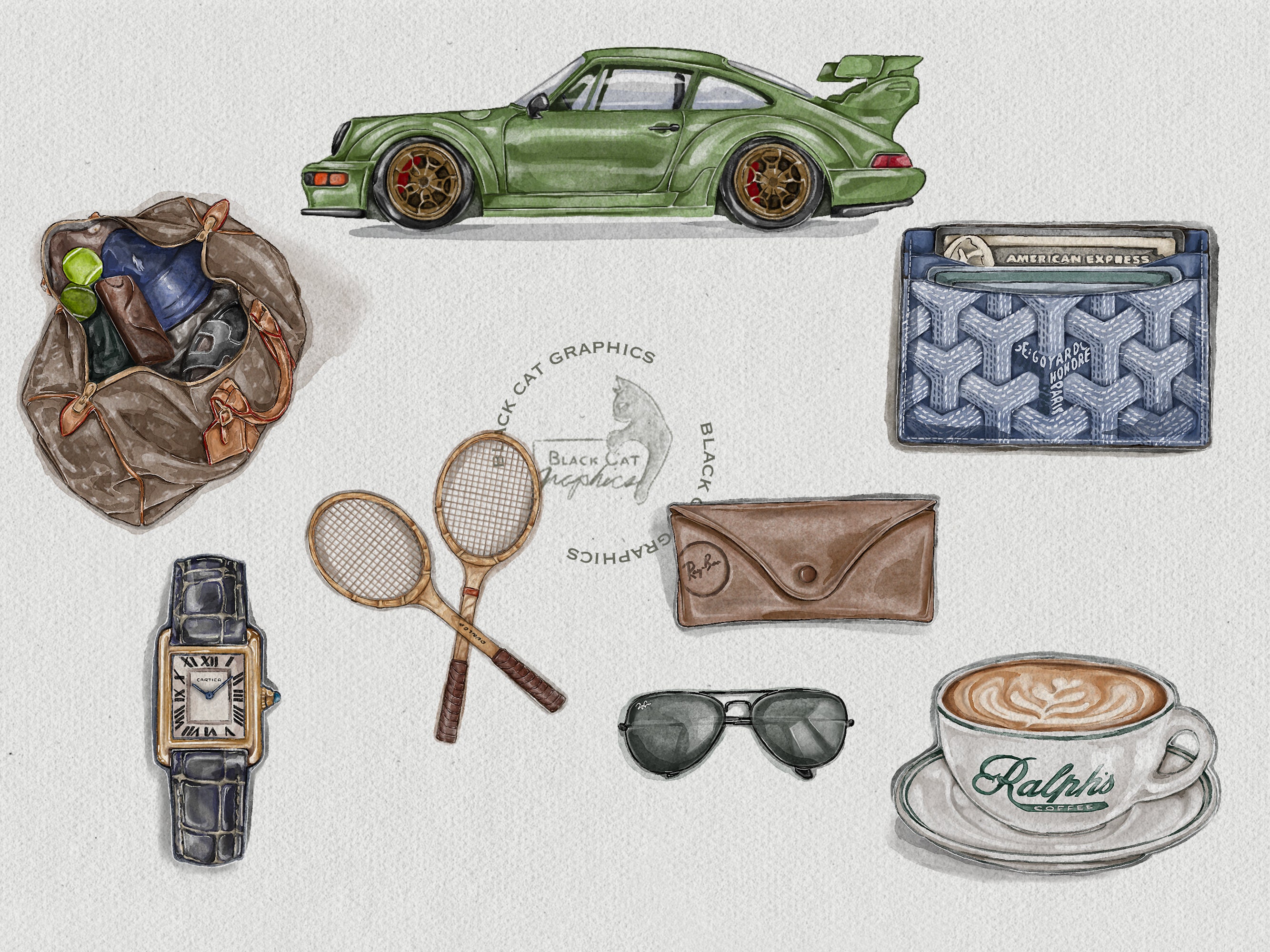 Old Money Esthetic Watercolor Art, Hand Painted Luxury Art, Tennis Club ...