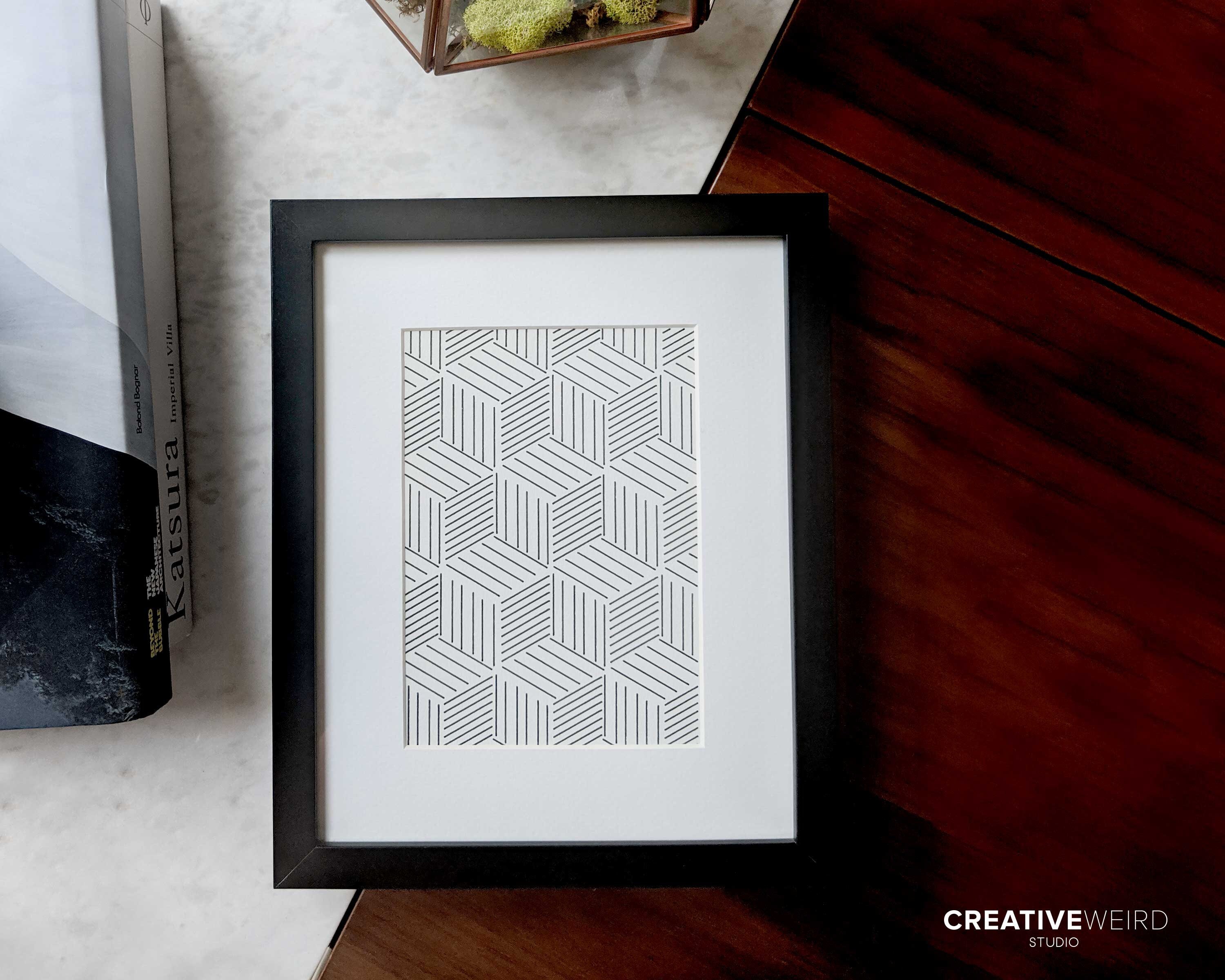 Diamond Cube Pattern Digital Print Downloadable Prints Mid - Etsy Sweden