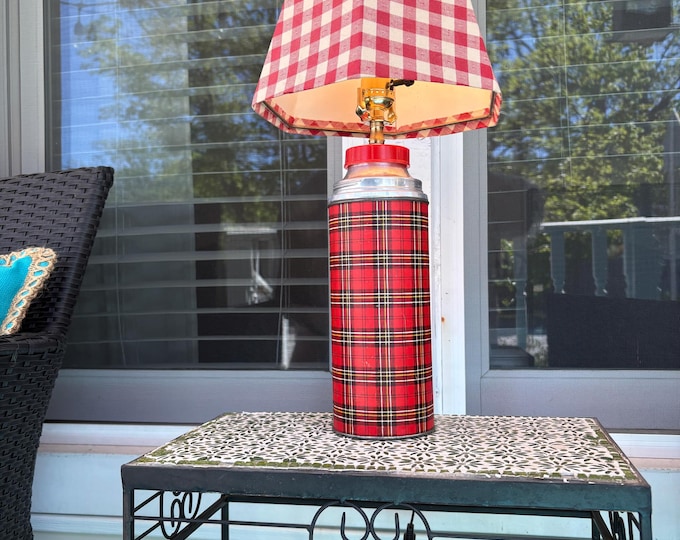 70's Thermos Red Plaid Lamp - Etsy