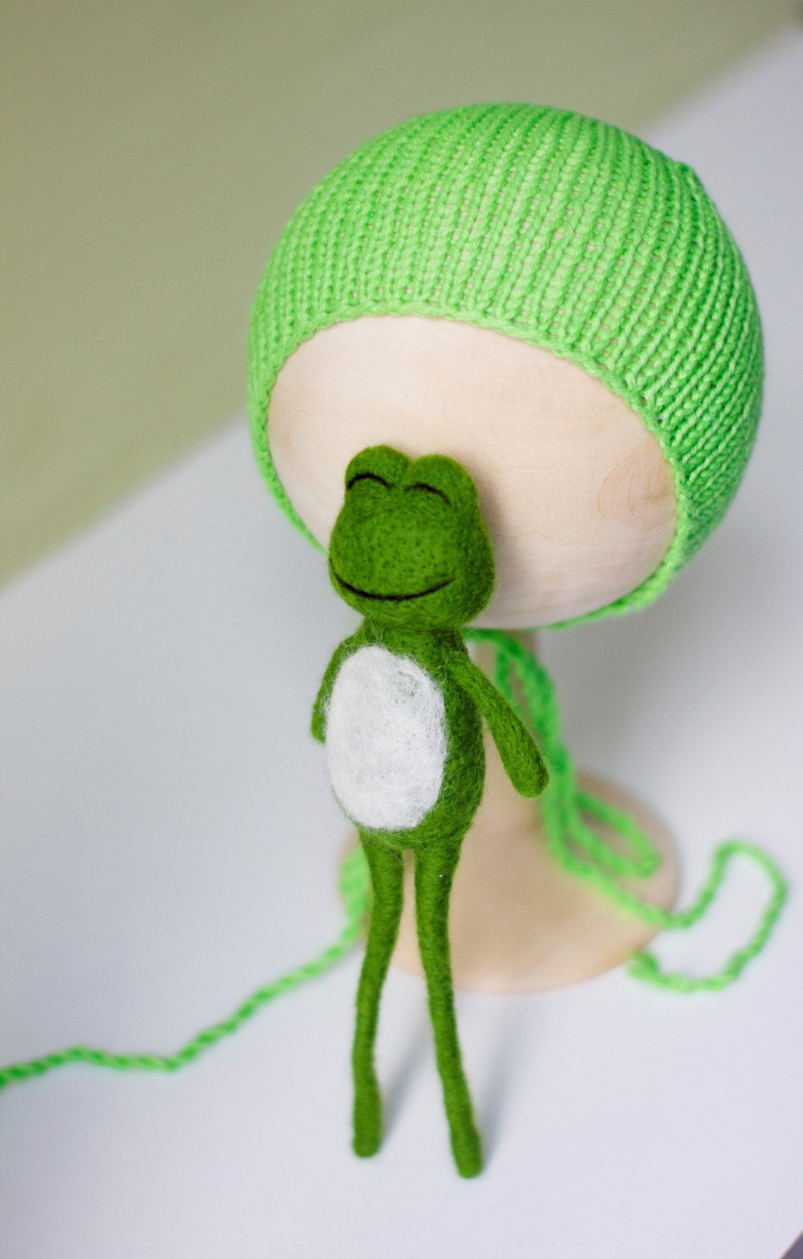 Props Set Frog Wooltoy Frog Bonnet Green Bonnet Props - Etsy