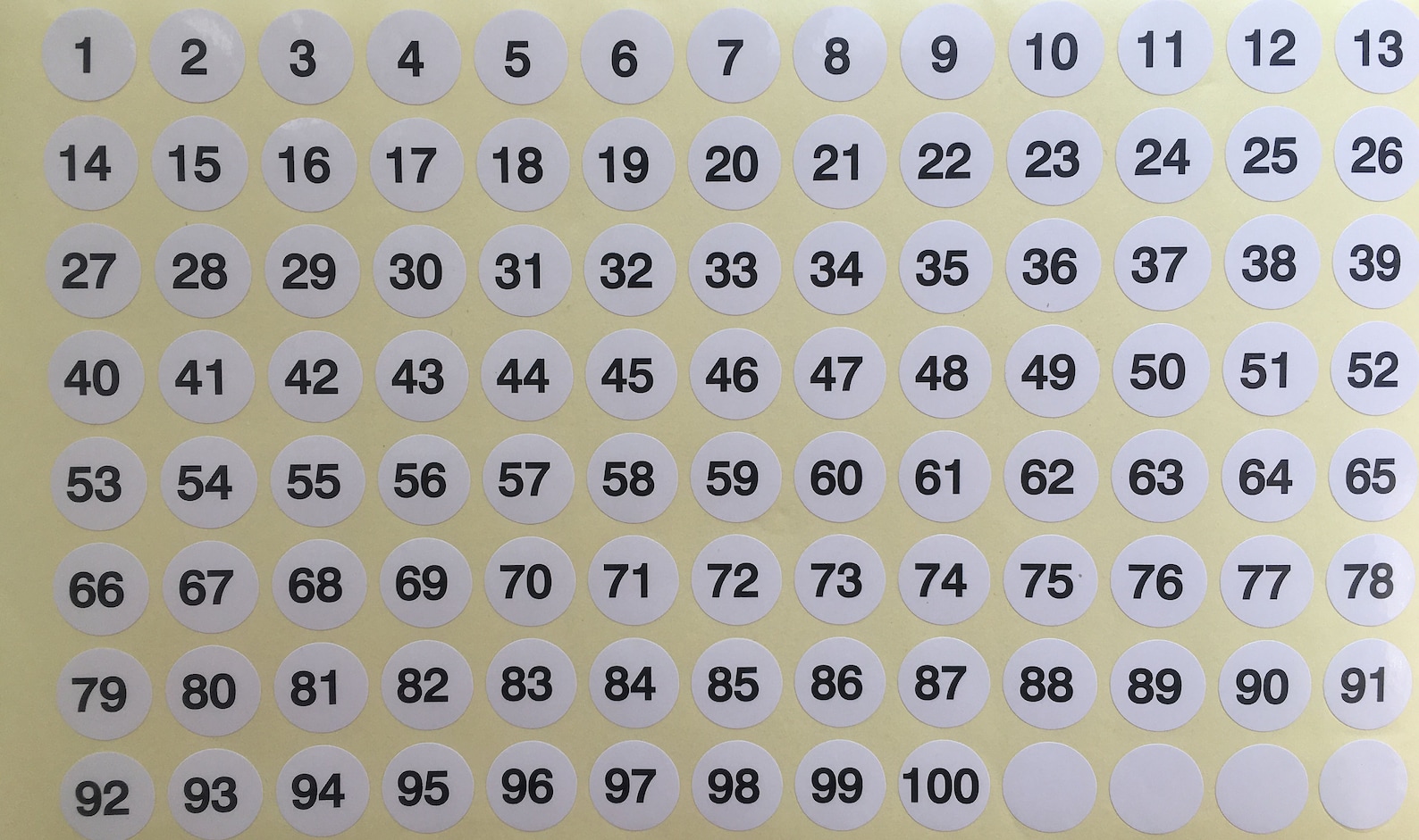 NUMBERS 1-100 Numbers Set Stickers Sequential,1/2 NUMBERS 1-100 Numbers Set Stickers Sequential,1/2