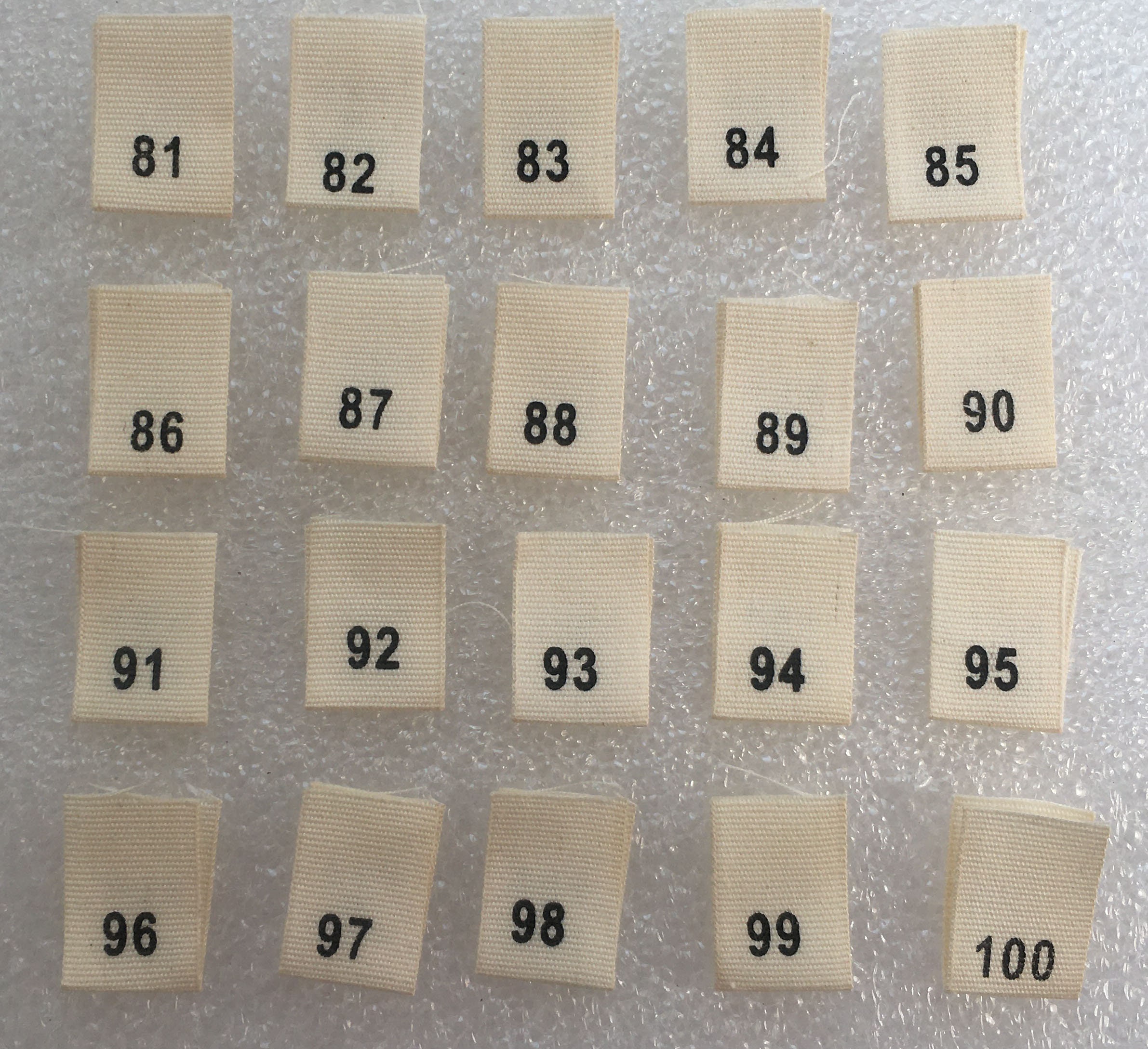 25 Print Size Labels White Number Sizes 81-100 Cotton Lable | Etsy
