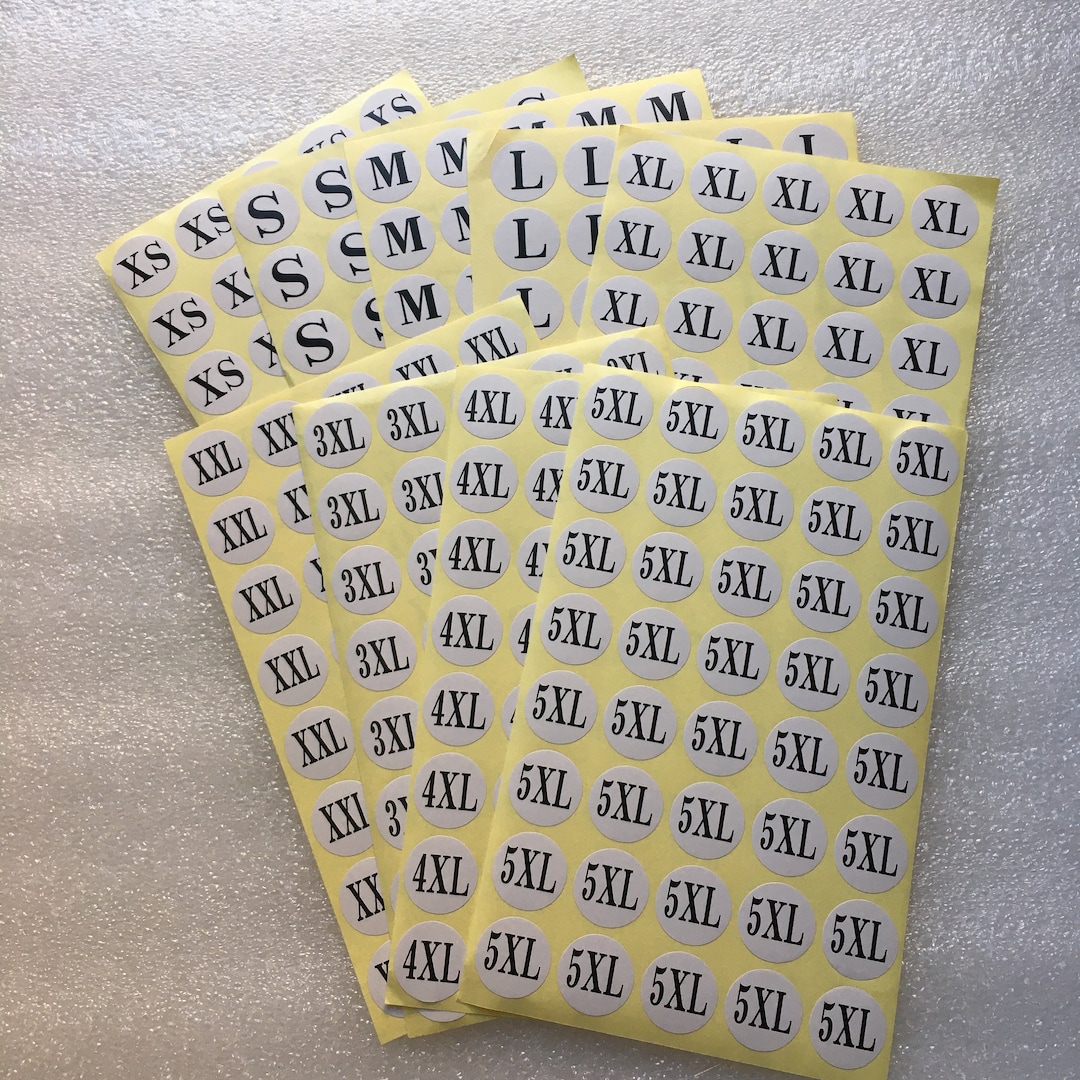 Size Lable Set Stickers Sequential,2cm,round Labels Consecutive,xs,s,m ...
