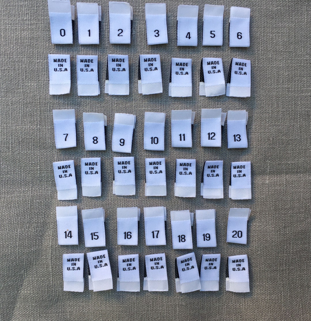 Woven Size Label Tabs 0-20 Clothing Garment Accessories Woven Labels ...
