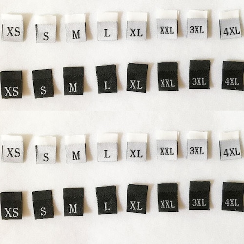 Woven Size Tabs Black Clothing Labels With White Letters - Etsy