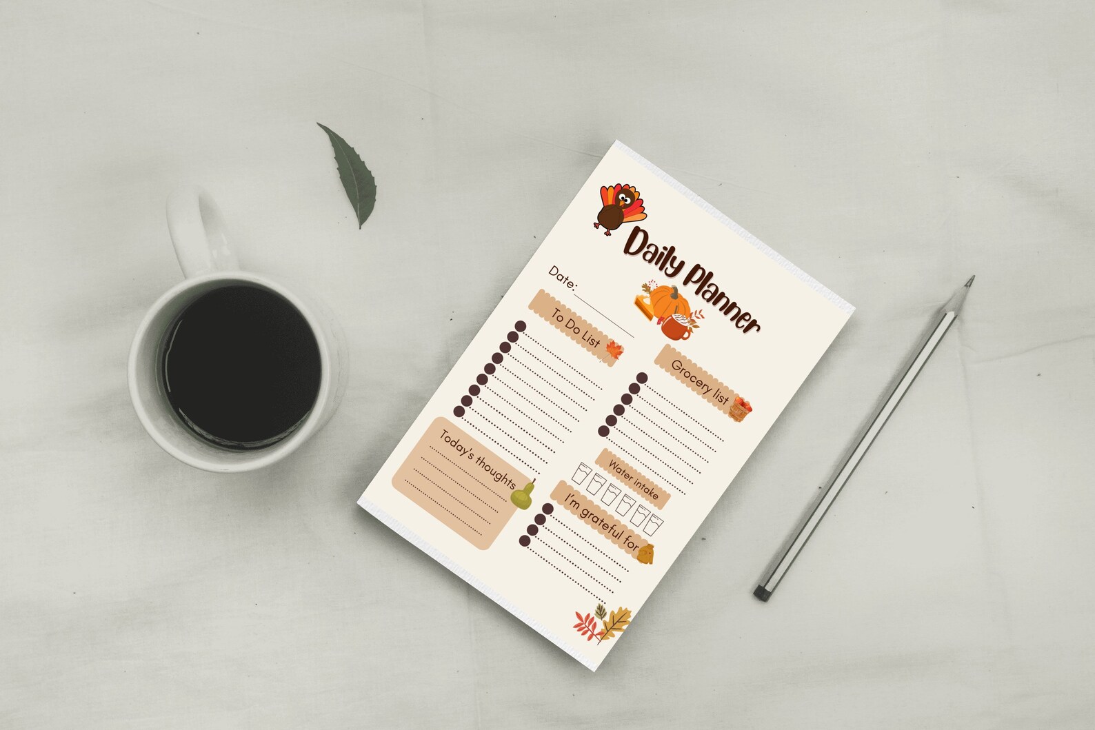 Printable Fall Themed One Page Daily Planner| Digital One Page to Do ...