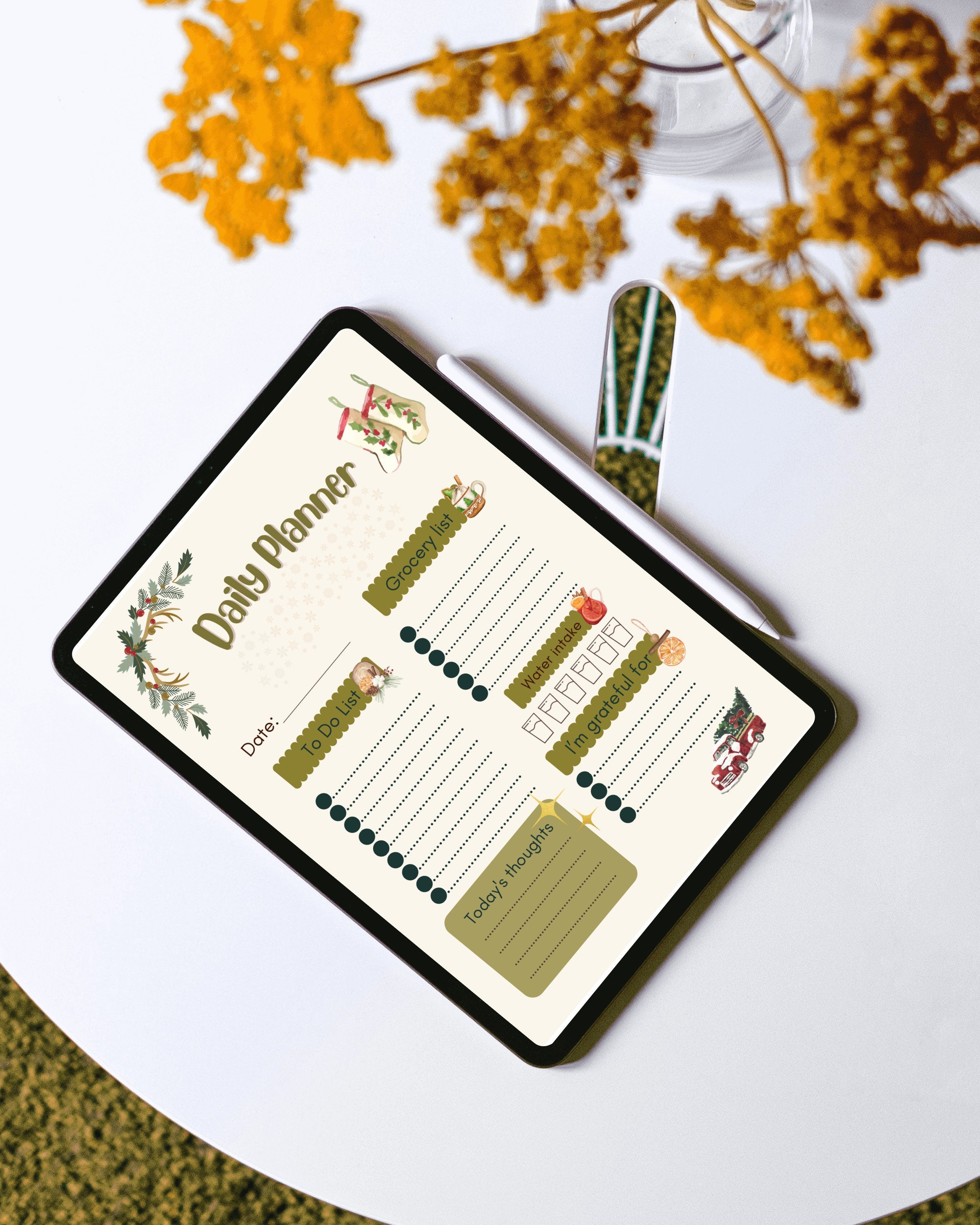 Christmas Themed Planner | Printable Winter Themed One Page Daily ...