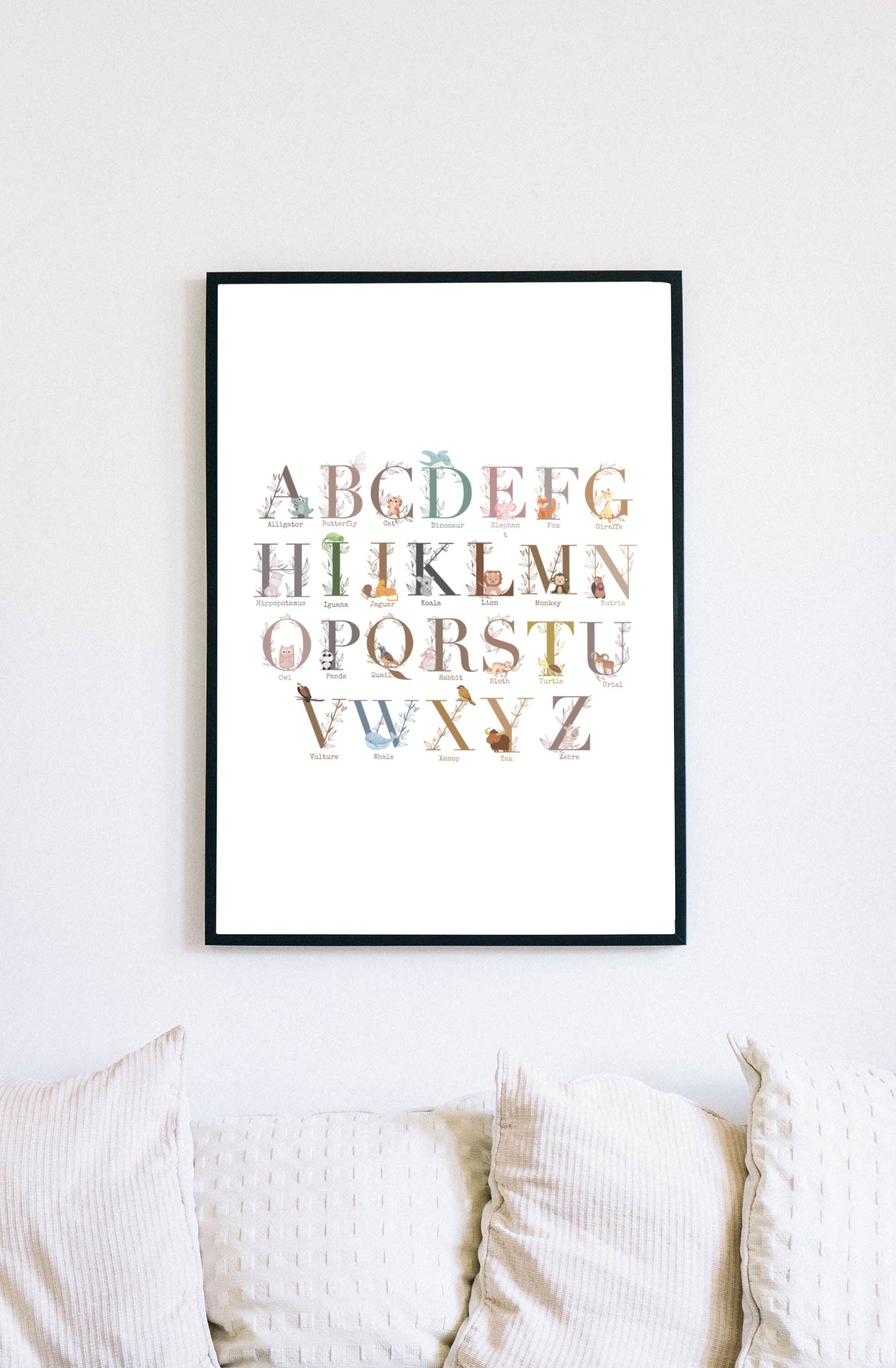 Cute Animals Alphabet| Letters With Animals| Educational Wall Art ...