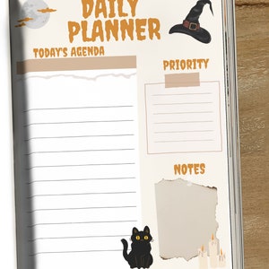 Printable Halloween Themed One Page Daily Planner| Digital One Page to ...