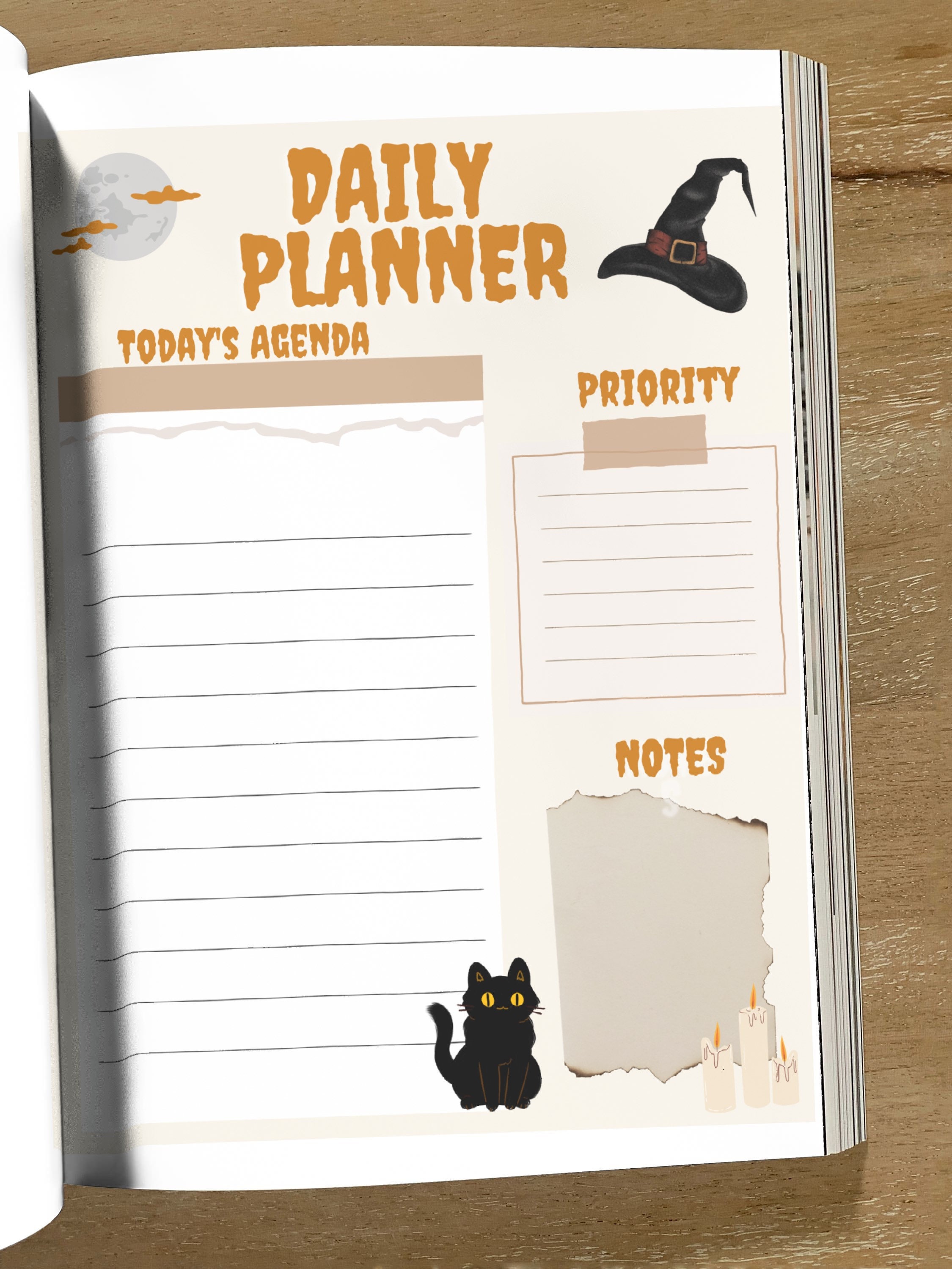 Printable Halloween Themed One Page Daily Planner| Digital One Page to ...