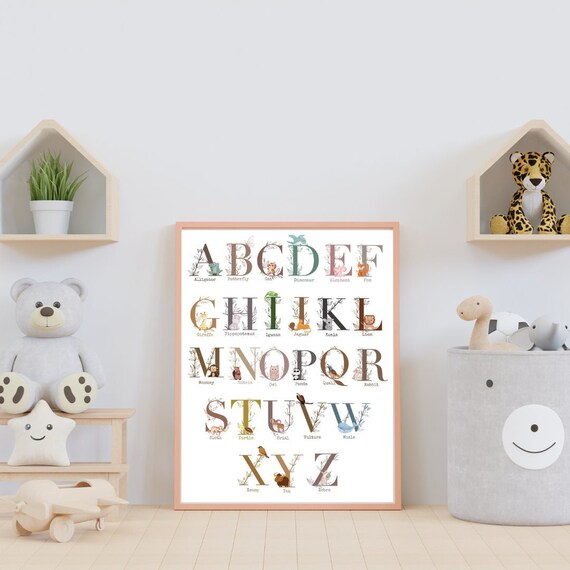 Cute Animals Alphabet Letters With Animals Educational Wall - Etsy