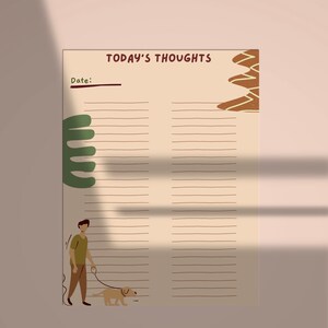 Printable Dog Themed One Page Daily Journal| Digital One Page Journal ...