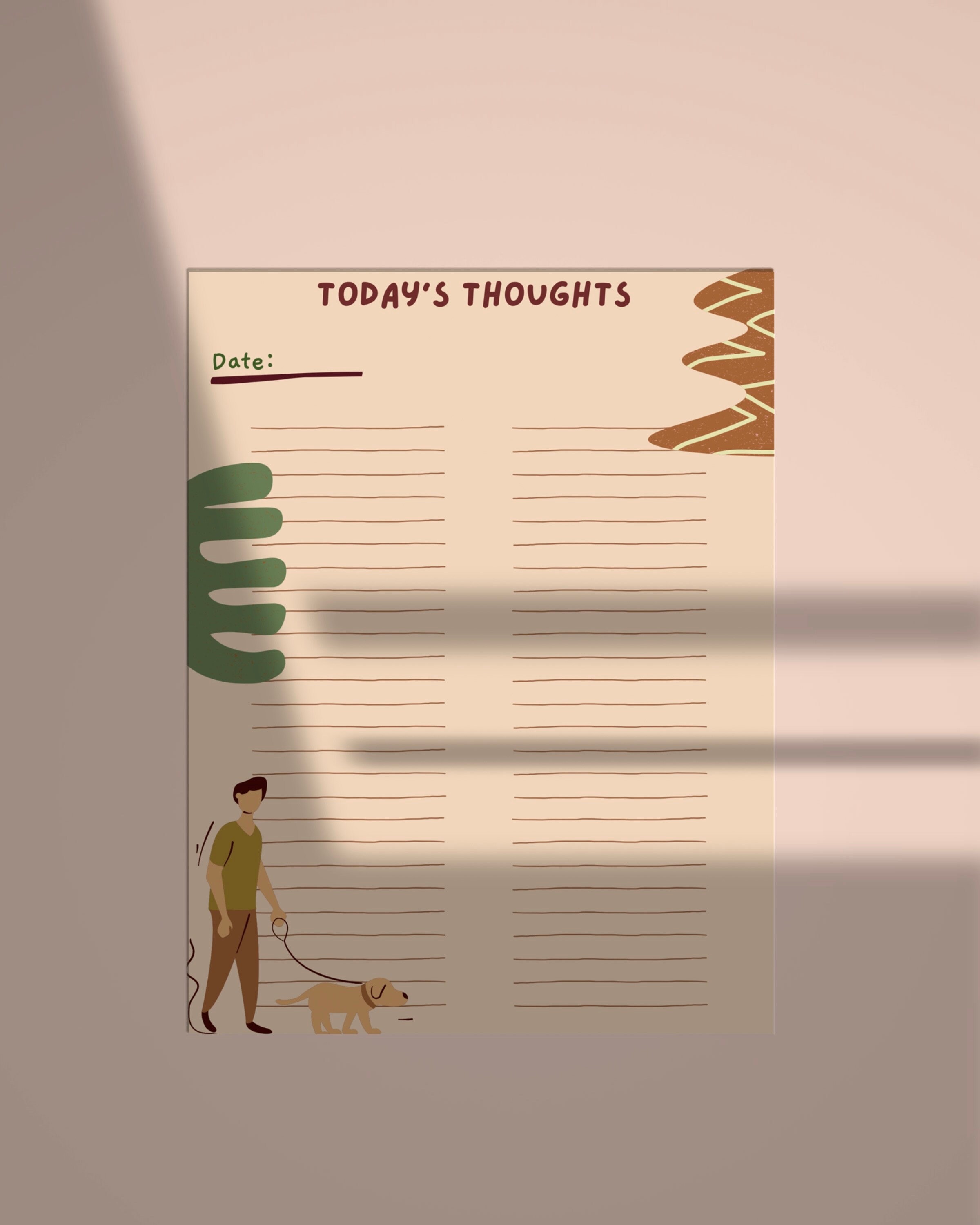 Printable Dog Themed One Page Daily Journal| Digital One Page Journal ...