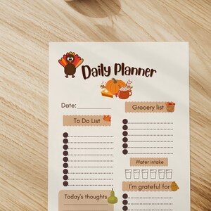 Printable Fall Themed One Page Daily Planner| Digital One Page to Do ...