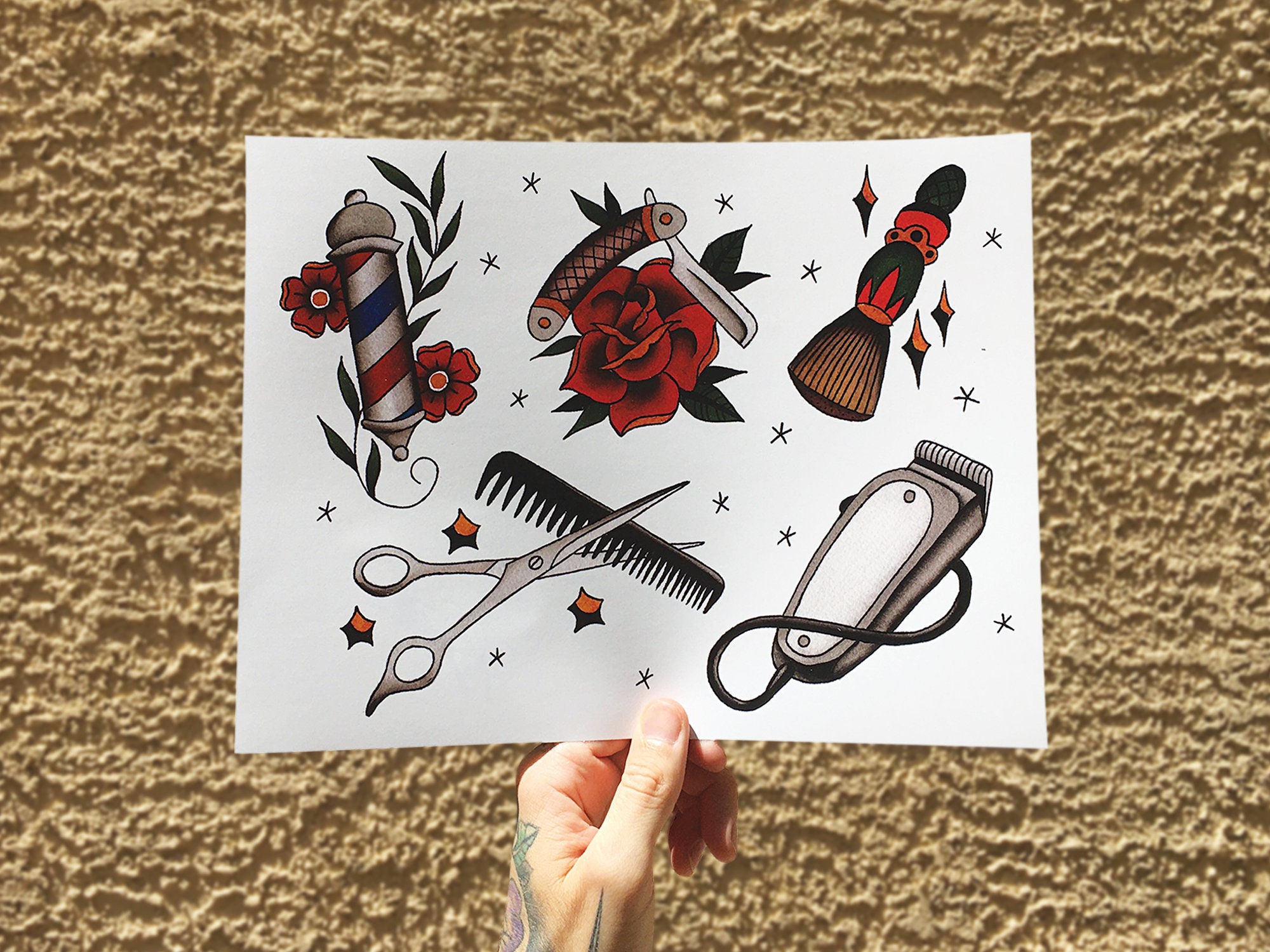 Barber Tattoo Drawings