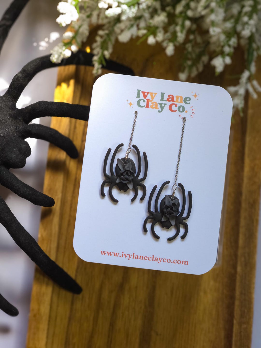 Hanging Floral Spider Dangles Halloween Spooky Fall Autumn Threader ...